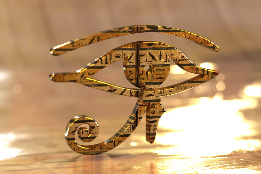 Golden Eye Of Horus With Hieroglyphic Script - Sam Mugraby ...
